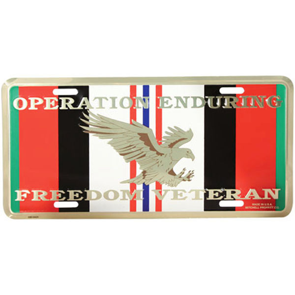 Saigon Sams Military Surplus Store: License Plate-Enduring Freedom ...